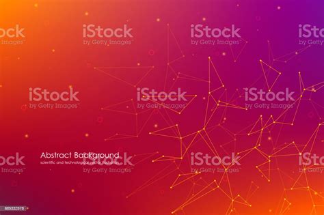 점과 선 분자 입자와 원자 다각형 선형 디지털 질감 기술과 과학 개념 벡터 일러스트 레이 션 추상 미래 배경 시냅스에 대한 스톡