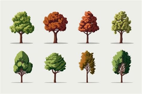 Premium AI Image A Set Of Six Different Trees With Different Colors And Shapes Generative Ai