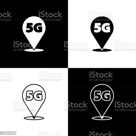 설정 위치 5g 새로운 무선 인터넷 와이파이 연결 아이콘 흑백 배경에 격리 글로벌 네트워크 고속 연결 데이터 속도 기술 벡터 0명에 대한 스톡 벡터 아트 및 기타 이미지