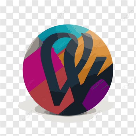 이름이 Vw이고 문자 W가 있는 다채로운 원 안에 로고 벡터 흰색 배경에 있는 Wordpress의 단순한 다채로운 아이콘 그림자 없음 작은 프레임 중앙 Png