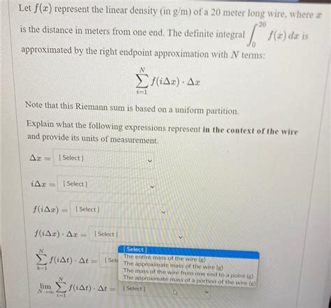 Solved Let F X Represent The Linear Density In G M Of A Chegg Com