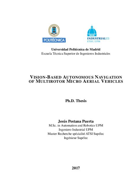 Pdf Vision Based Autonomous Navigation Of Multirotor Micro Aerial