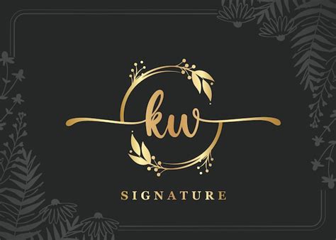 Premium Vector Luxury Gold Signature Initial Kw Logo Design Isolated Leaf And Flower
