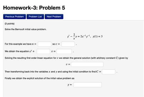 Solved Homework 3 Problem 5 Previous Problem Problem List