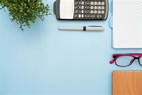 Premium Photo Tidy Workspace Setup With Office Stationery And Free Space In The Center