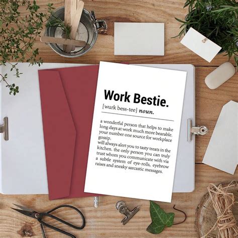 1pc Work Bestie Definition Card Funny Birthday Card For Coworker Her