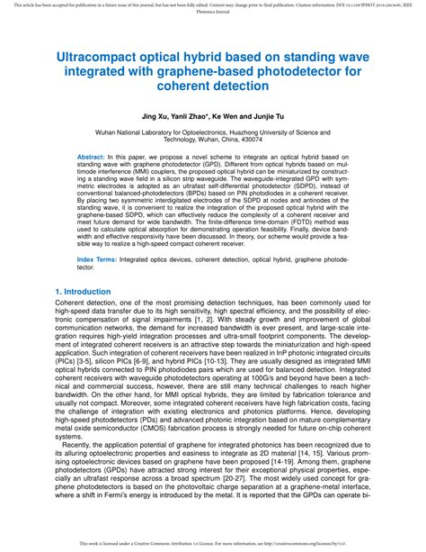 Pdf Ultracompact Optical Hybrid Based On Standing Wave Integrated With Graphene Based