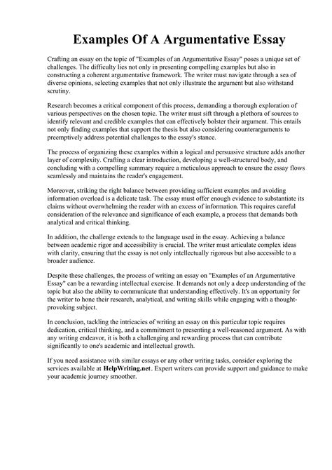 Examples Of A Argumentative Essay Pdf