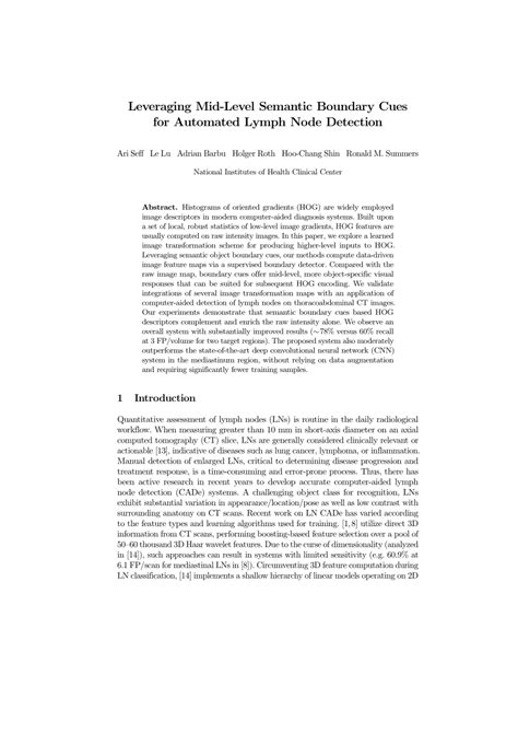 Pdf Leveraging Mid Level Semantic Boundary Cues For Automated Lymph Node Detection