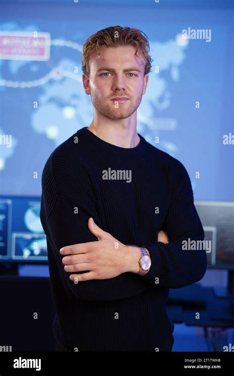 Male Cybersecurity Analyst In Large Cyber Security Operation Center Soc