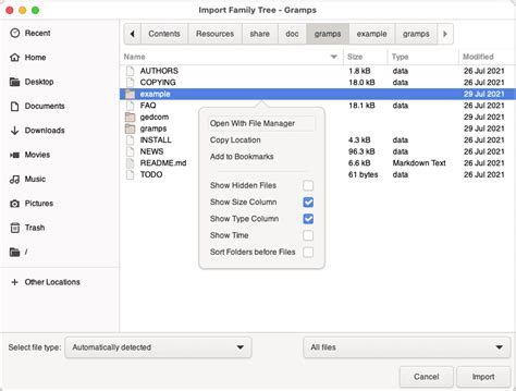macos and windows gtk file chooser dialog capture request help the gramps project