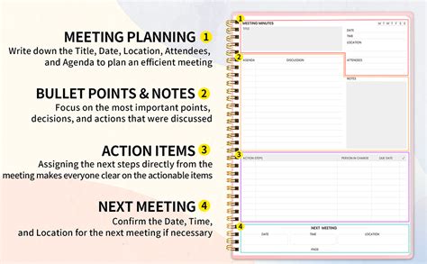 Sunee Meeting Notebook For Work With Sticky Tabs 160 Pages A4 Size Project