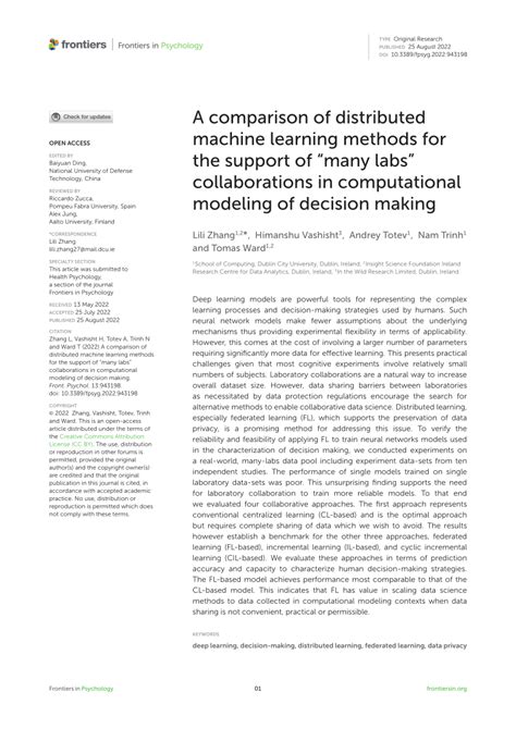Pdf A Comparison Of Distributed Machine Learning Methods For The Support Of Many Labs