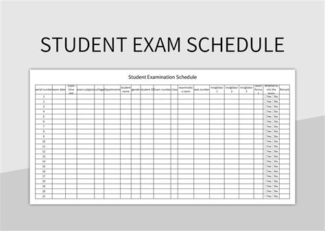 Free Exam Schedule Templates For Google Sheets And Microsoft Excel Slidesdocs