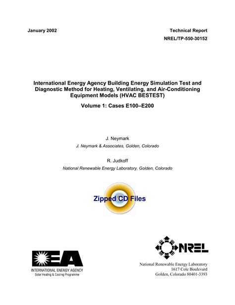 Pdf International Energy Agency Building Energy Simulation Test And