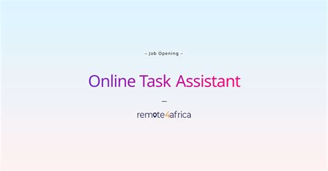 Remote Online Task Assistant Job At Human Resource Services Company Remote4africa