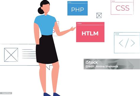 Girl Showing Html Php And Css Coding Stock Illustration Download