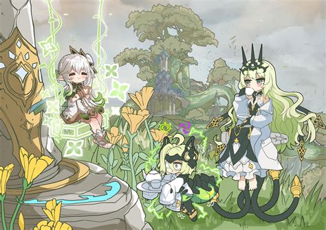 Nahida Mobius Klein And Statue Of The Seven Genshin Impact And 3