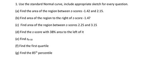 Solved Use The Standard Normal Curve Include Appropriate Chegg