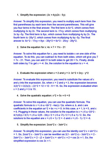 Pre Calculus Problems Simplify The Expression 3x 4y2x 5y