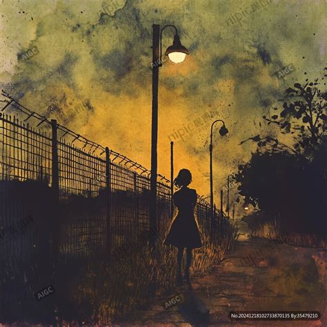 Ai创作图孤独背影插画 孤独的灵魂插画 手绘唯美夜晚 街灯下玩耍的女孩 插画背影 寂夜孤灯 孤单的小女孩插画 月光插画月光下 夜晚小道 远远地街灯 唯美意境插画 夜幕的凄凉 孤独的夜晚 路灯下