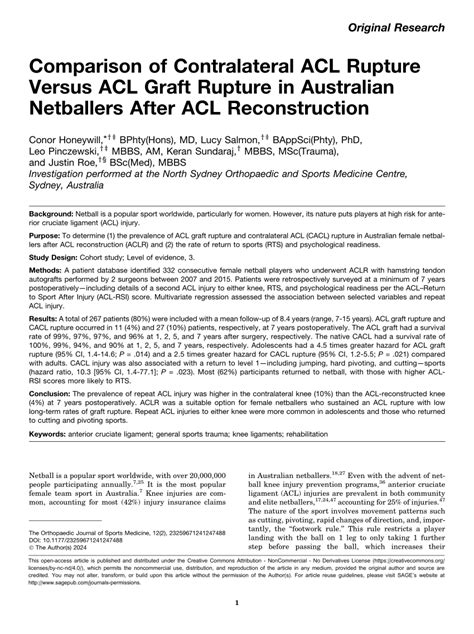 Pdf Comparison Of Contralateral Acl Rupture Versus Acl Graft Rupture Pdf Comparison Of Contralateral Acl Rupture Versus Acl Graft Rupture