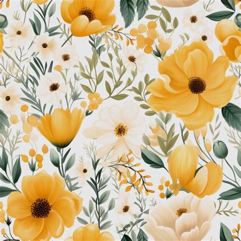 Premium Ai Image Flower Pattern Seamless Textre Fabric Wallpaper