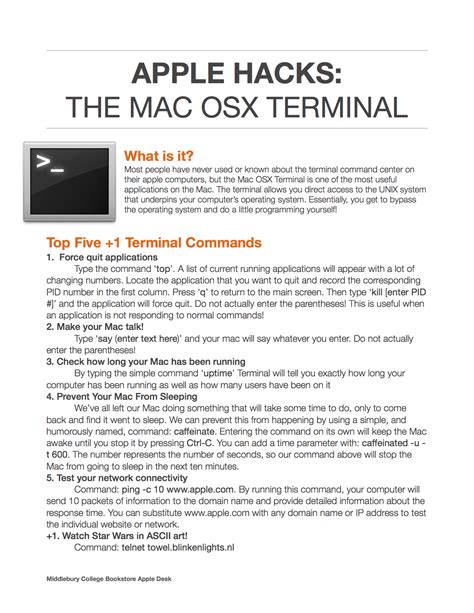 tips and tricks for the mac terminal the middlebury sites network