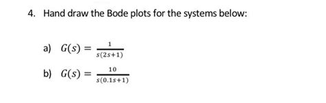 Solved 4 Hand Draw The Bode Plots For The Systems Below A