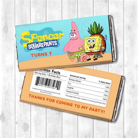 Chocolate Wrapper Spongebob Squarepants Kimmi 10 Personalised Products Ts