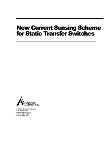 New Current Sensing Scheme For Static Transfer Switches