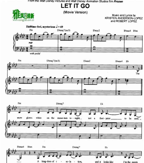 Let It Go钢琴伴奏谱 雅筑清新乐谱