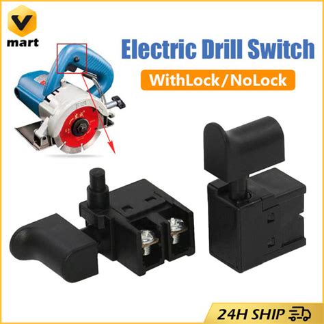 Electric Drill Switch 250v Black Cutting Lock On Marble Machine Planer Speed Regulating Switch