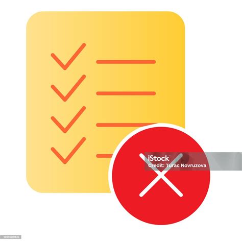 체크리스트 금지 플랫 아이콘 트렌디 한 플랫 스타일로 실패 색상 아이콘을 나열합니다 웹 및 응용 프로그램을 위해 설계된 교차 그라데이션 스타일 디자인 문서 Eps 10 10