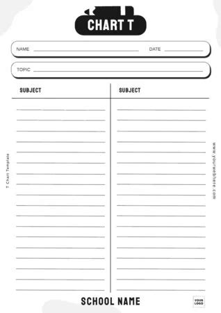 Free Editable T Chart Templates