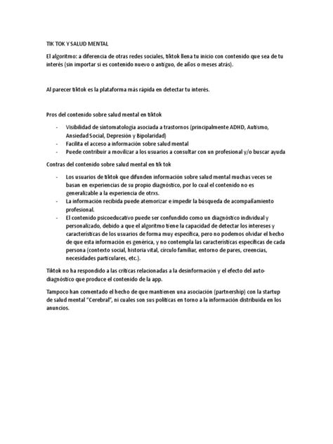 Tik Tok Y Salud Mental Pdf