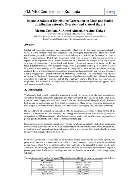 Pdf Impact Analysis Of Distributed Generation On Mesh And Radial Distribution Network