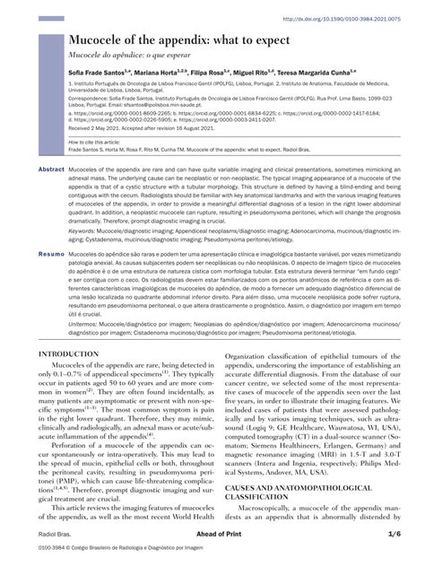 Pdf Mucocele Of The Appendix What To Expect
