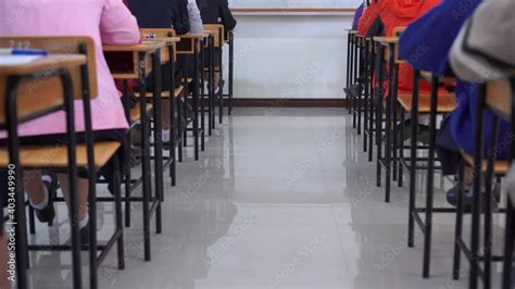 Blurred Of Babe Test In Exam Behind Girl Asian Teen Group Concentrate In High Babe Serious