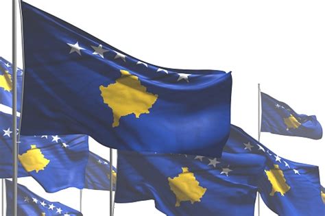 꽤 많은 코소보 플래그는 흰색에 고립 파도 어떤 휴일 플래그 3d 그림 0명에 대한 스톡 사진 및 기타 이미지 0명 3차원 형태 국가 관광명소 Istock