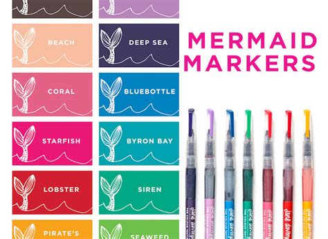 Mermaid Markers Original 12 Set Vivid And Bright Inks Jane Davenport