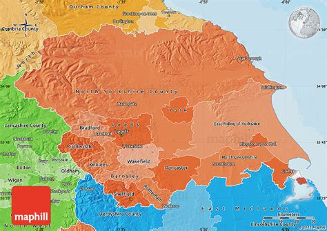 Political Shades Map Of Yorkshire And Humberside