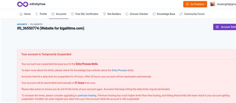 My Account Have Shown That It Hits Entry Process Limits Hosting