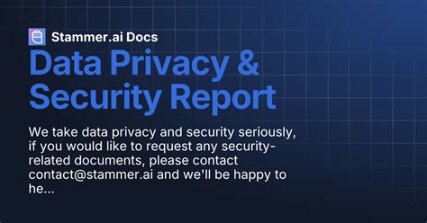 Data Privacy And Security Report Stammer Ai Docs