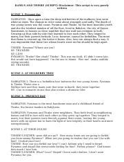 Pyramus And Thisbe Play Docx RAMUS AND THISBE SCRIPT Disclaimer This Script Is Very Poorly