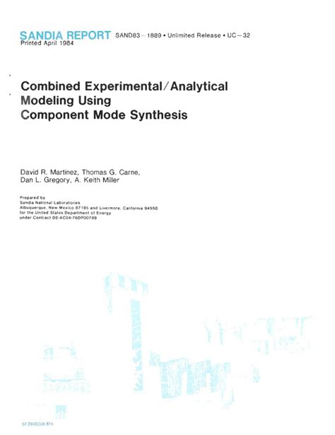 Pdf Combined Experimentalanalytical Modeling Using Component Mode