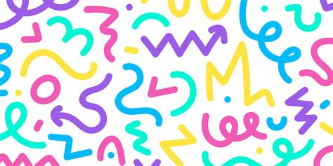 재미 있는 다채로운 완벽 한 패턴입니다 아이들을 위한 창의적인 낙서 추상 스타일의 예술 배경 현대적인 기본 모양의 트렌디한 질감 디자인 벡터 그림 놀이에 대한 스톡 벡터
