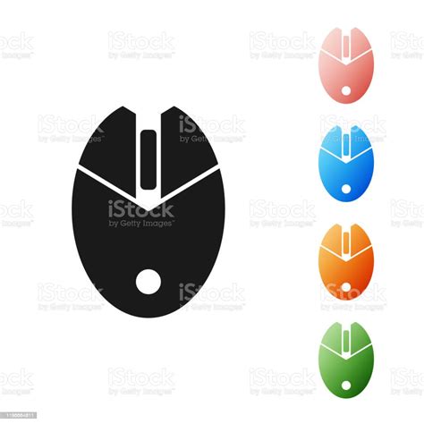 흰색 배경에 격리 된 검은 컴퓨터 마우스 게임 아이콘입니다 휠 기호가 있는 광학 다채로운 아이콘을 설정합니다 벡터 일러스트레이션 0명에 대한 스톡 벡터 아트 및 기타 이미지