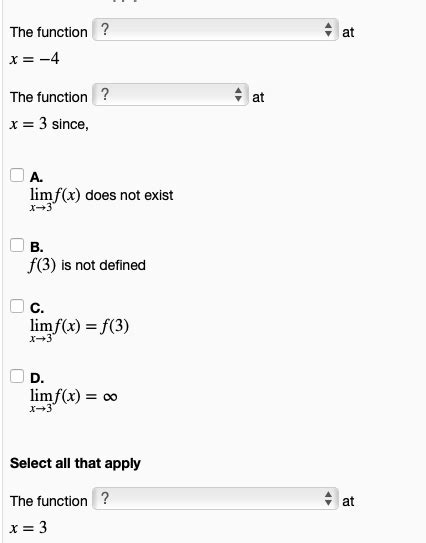 solved 1 point continuity given the function x 4 f x