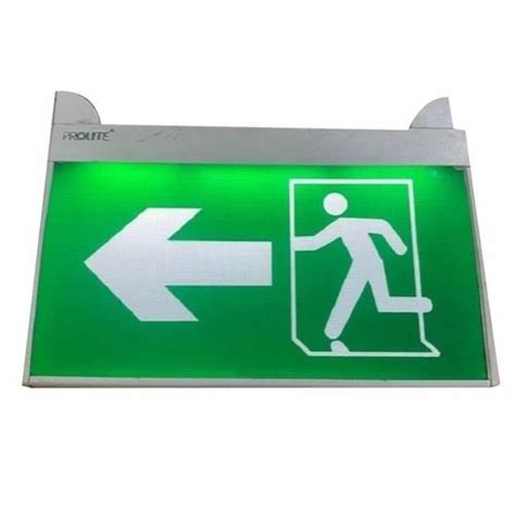 Acp Sheet Rectangular Prolite Illuminated Exit Signage For Safe Evacuation Board Thickness